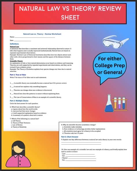 Natural Law Vs Theory Worksheet By Chemclass Creations Tpt