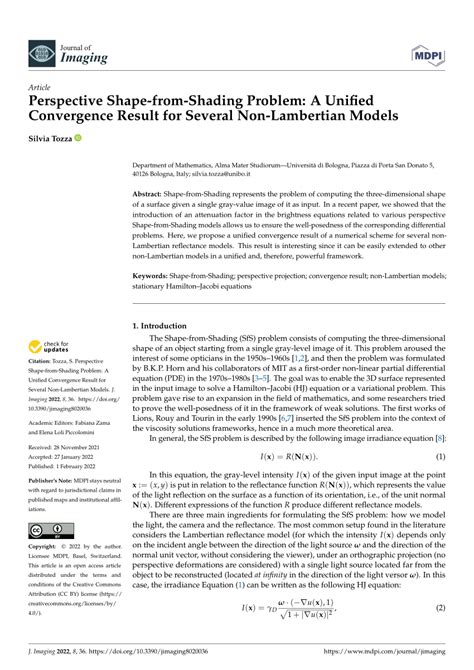 Pdf Perspective Shape From Shading Problem A Unified Convergence
