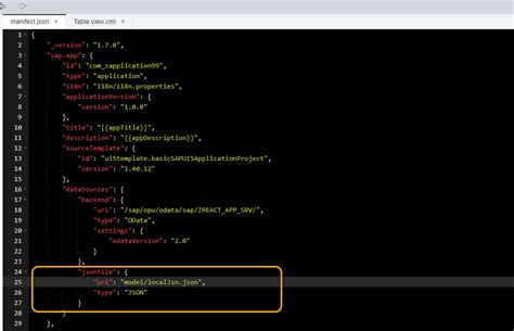 Sap Ui5 Declaring The Model And Odata Service In Manifestjson And