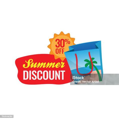 30 여름 세일 할인 로고 배지 벡터 일러스트입니다 레이블 텍스트 디자인 비치 쇼핑 가방 아이콘입니다 가방에 대한 스톡 벡터