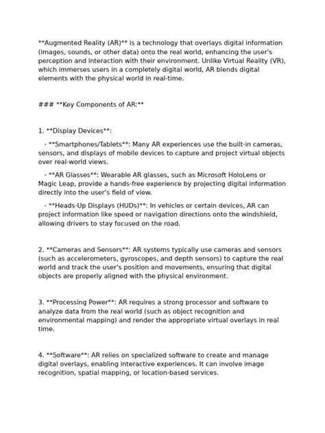 Augmented Reality Notes Pdf Augmented Reality Virtual Reality