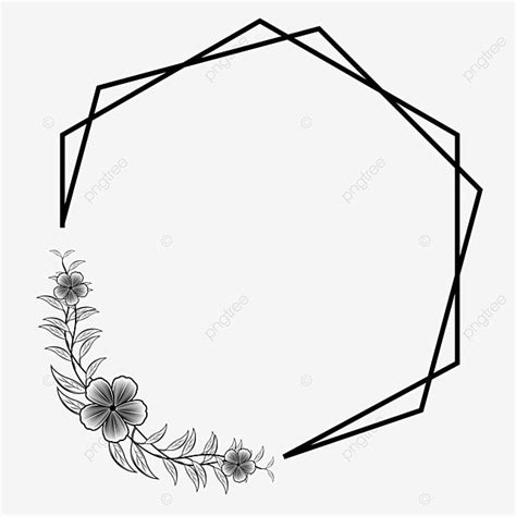 육각형 테두리 흑백 장식 육각 경계 손으로 그리는 꽃 모노크롬 Png 일러스트 및 벡터 에 대한 무료 다운로드 Pngtree