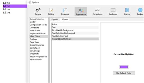 Highlight Current Line How Do You Change That Color Option Scrivener For Windows Literature