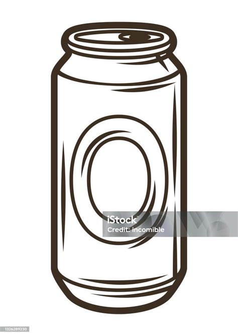 알루미늄 맥주 캔의 일러스트 손으로 그린 스타일을 조각하는 오브젝트입니다 맥주 축제 또는 옥토버 페스트에 대한 오래된 요소 0