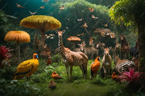 Premium Ai Image A Wildlife Sanctuary With Diverse Animals In Their
