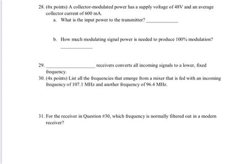 Solved 28 6x Points A Collector Modulated Power Has A