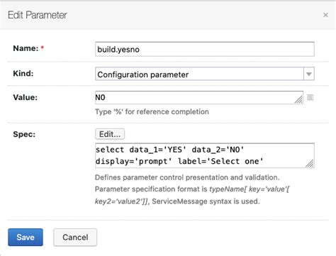 Configuration Parameters Prompt Select Kind How To Set Default Value Teamcity Support