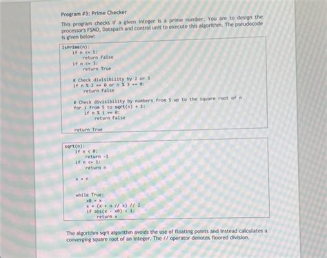 Solved Program 3 Prime Checker This Program Checks If A
