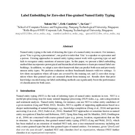 Label Embedding For Zero Shot Fine Grained Named Entity Typing Acl