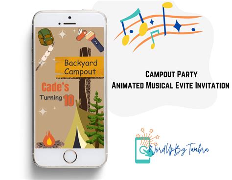 Campout Birthday Evite Animated Musical Invitation Digital Download