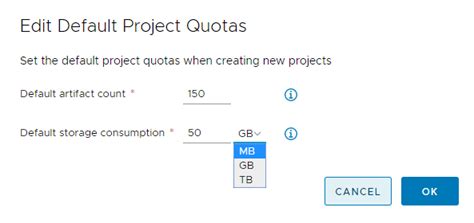 Harbor Docs Configure Project Quotas