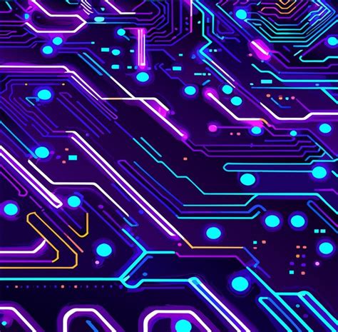 Premium Vector Futuristic Neon Circuit Board Pattern With