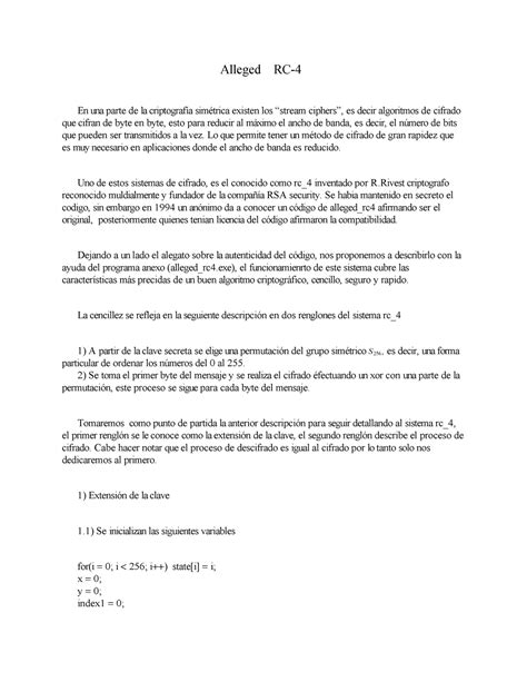 Algortimos De Encriptacion Basados En RC Alleged RC En Una Partede La Studocu
