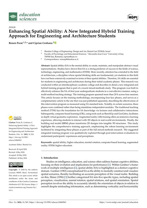 Pdf Enhancing Spatial Ability A New Integrated Hybrid Training Approach For Engineering And