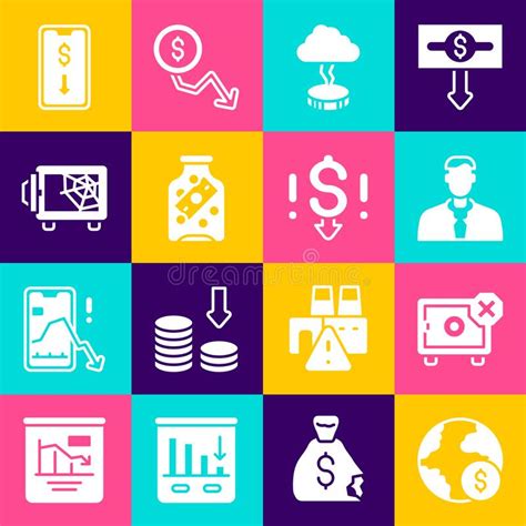 Set Global Economic Crisis Safe Worker Storm Glass Money Jar With Coin Mobile Stock Trading