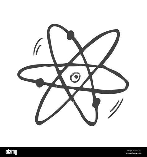 Scientific Atom Symbol Simple Icon Hand Drawn Picture On Paper Sheet