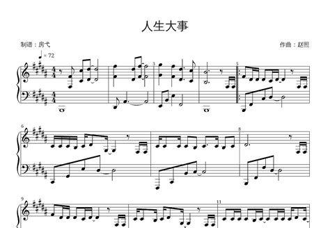 人生大事钢琴谱赵照b调独奏 吉他世界