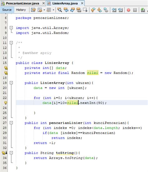 Java Program Algoritma Pencarian Searching Linear Dengan Data Random
