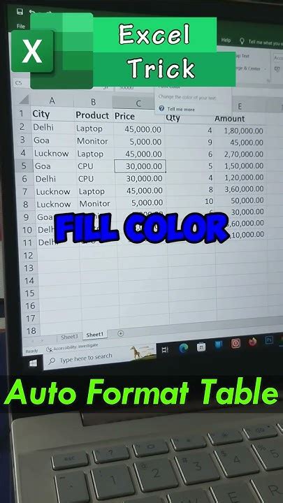 Table Auto Format In Excel Shorts Excel Exceltips Youtube