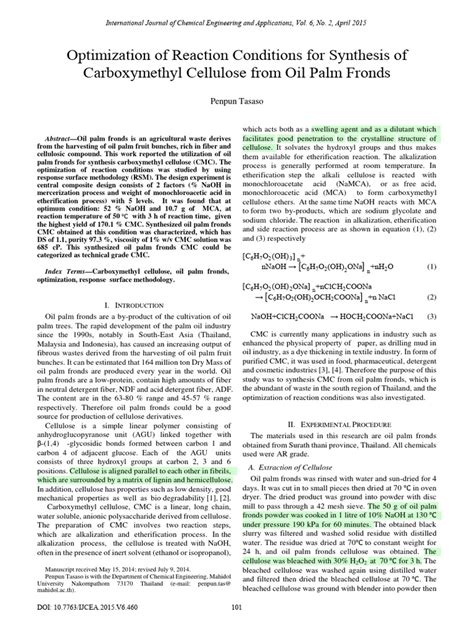 Optimization Of Reaction Condition For Sythesis Of Carboxymethyl