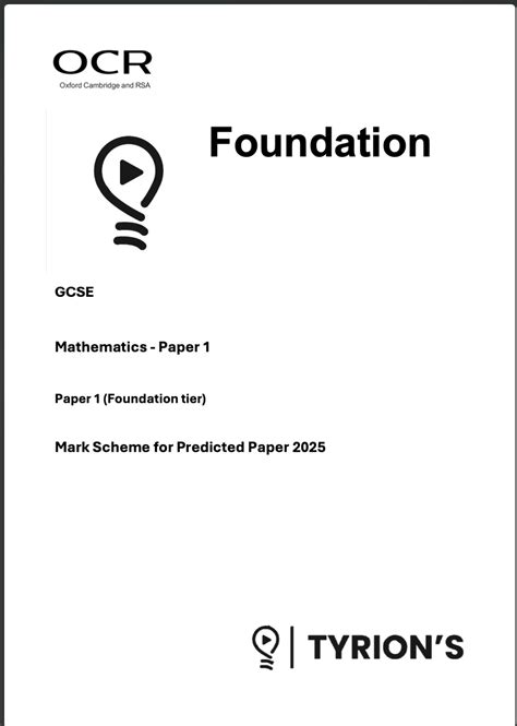 Ocr Gcse Mathematics Foundation 2025 Predicted Papers J560 Tyrions