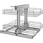 Amazon Com Rev A Shelf Steel Two Tier Pullout Solid Bottom Organizer For Blind Corner Cabinets