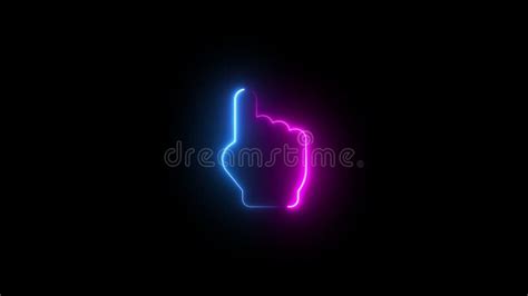 Animation Of Neon Mouse Pointer Icon On Black Background Stock Footage