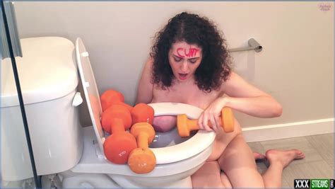 Fuchsia Peach Toilet Slave Training Tit Busting