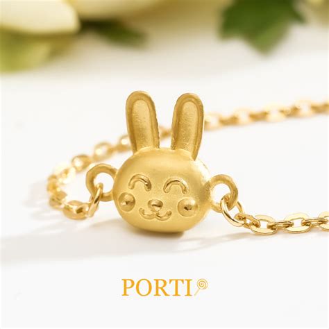 [뽀르띠] 황금 토끼띠 순금 토끼 발그레 체인팔찌 돌팔찌 1 875g 3 75g