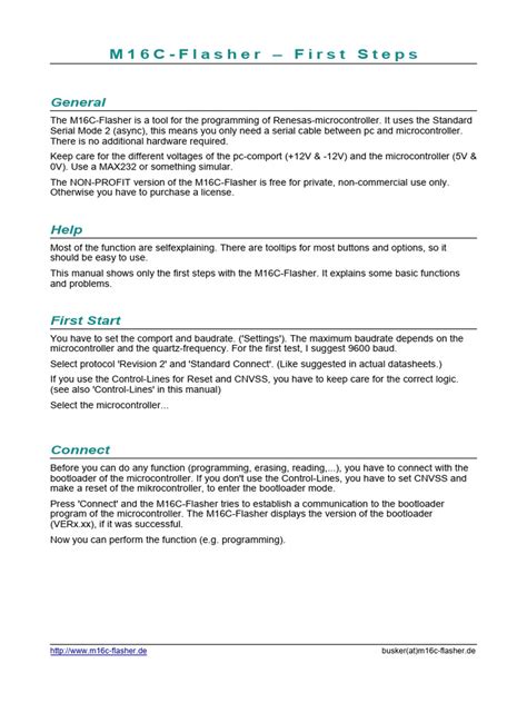 M16c Flashermanualen Pdf Booting Microcontroller