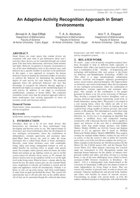 Pdf An Adaptive Activity Recognition Approach In Smart · An Adaptive Activity Recognition