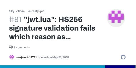 Jwtlua Hs256 Signature Validation Fails Which Reason As Internal Error · Issue 81