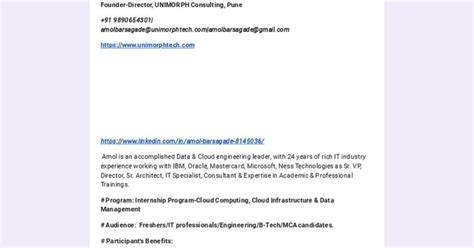 Amol Barsagade On Linkedin 3 Months Internship Program Cloud Computing And Data Platform