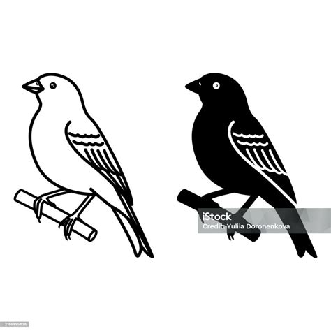 카나리아 아이콘 흑인과 백인 벡터 일러스트 새 색칠 공부 책 디자인용 가축 개념 가축에 대한 스톡 벡터 아트 및 기타 이미지