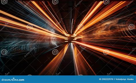 Long Exposure Dynamic Speed Light Trails In A Tunnel Generative Ai