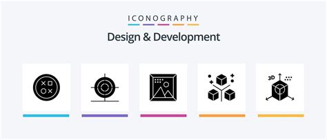 Design And Development Glyph 5 Icon Pack Including Objects Design Shape Coding Picture