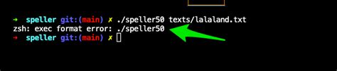 pset 5 speller zsh exec format error mac o s r cs50