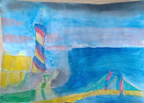 蒙古丝阿给玛参赛作品黄岐灯塔 绘画作品 第六届海外华裔中小学生书画征文摄影华语演讲大赛
