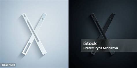 종이 컷 회색과 검은 색 배경에 격리 된 교차 당구 큐 아이콘 종이 아트 스타일 벡터 3차원 형태에 대한 스톡 벡터 아트 및 기타 이미지 3차원 형태 경쟁 고풍스런