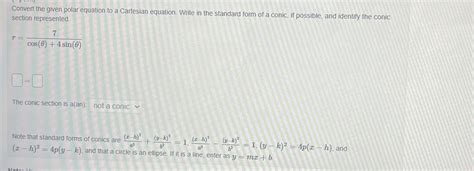 solved convert the given polar equation to a cartesian