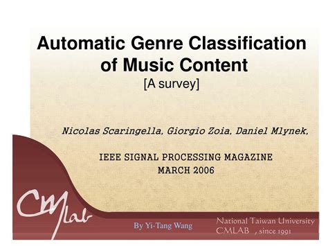 Ppt Automatic Genre Classification Of Music Content [a Survey] Powerpoint Presentation Id