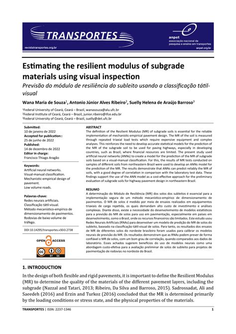 Pdf Estimating The Resilient Modulus Of Subgrade Materials Using Visual Inspection