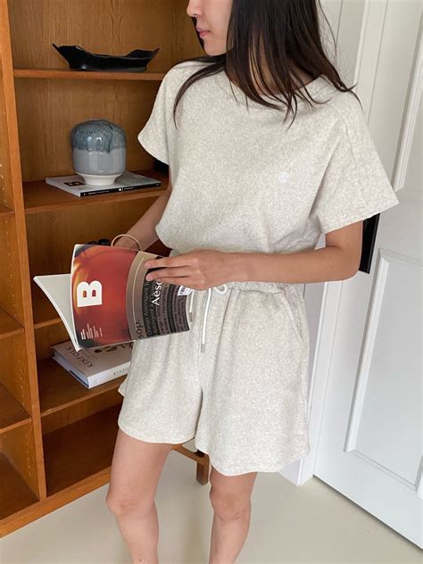 폴카도트케이 여성테리반팔티 타올티 수건티셔츠 테리셋업