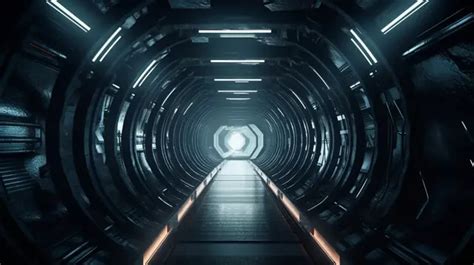 끝없는 공간의 미래형 터널 3d 그림 네온 불빛이 있는 미래 공상 과학 터널 복도 미래 및 공상 과학 개념 배경 일러스트 및 사진 무료 다운로드 Pngtree