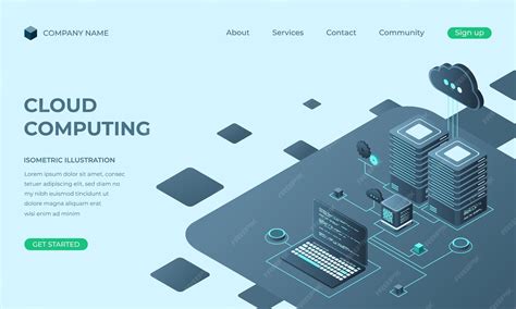 Premium Vector Cloud Computing Isometric Landing Page Cloud Storage Server Cloud Computing