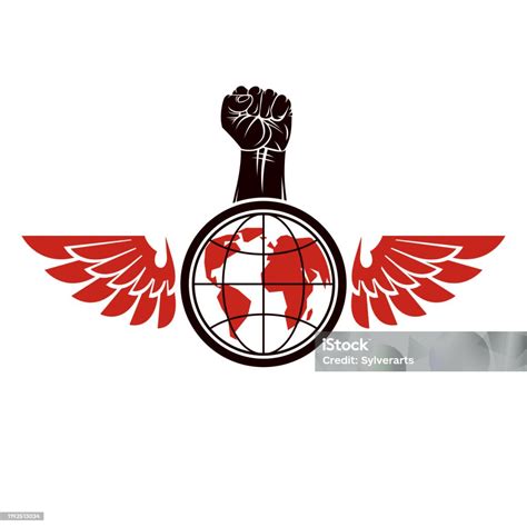 조류 날개로 구성된 벡터 그림 제기 된 주먹을 잡고 지구 지구 혁명 지도자 부적합 개념 Championship에 대한 스톡 벡터 아트 및 기타 이미지 Istock