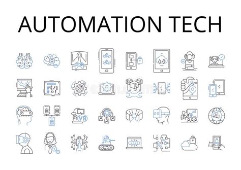Automation Tech Line Icons Collection Digital Tools Virtual Reality Robotics Industry