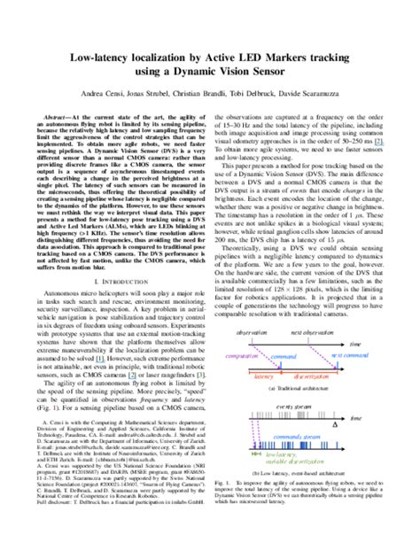 Pdf Low Latency Localization By Active Led Markers Tracking Using A Dynamic Vision Sensor