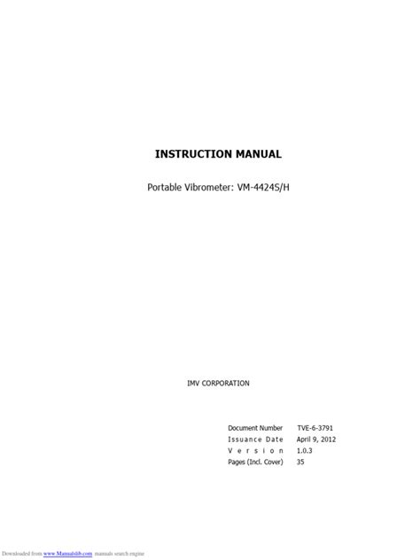 Instruction Manual Portable Vibrometer Vm 4424sh Pdf Root Mean Square Electrical