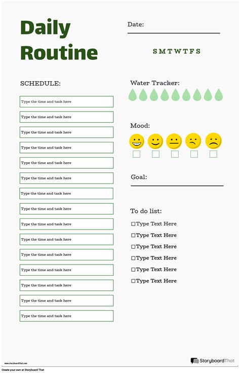 Printable Daily Routine Template Storyboard By Templates